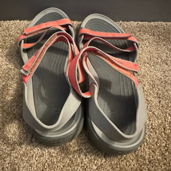 CROCS | Shoes | Crocs Swiftwater Webbing Gray And Pink Velcro Straps ...